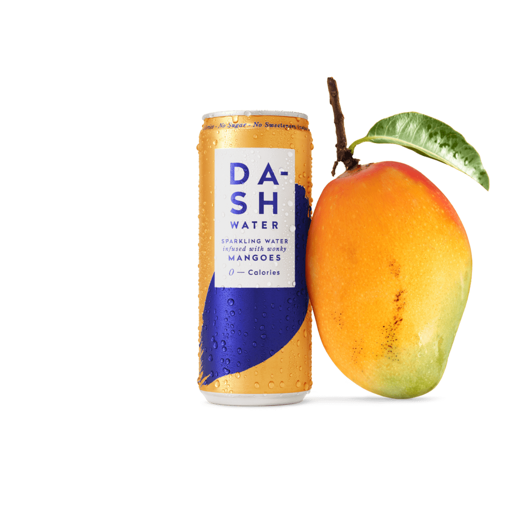 Dash mango sparkling water infused with real wonky fruit in Hong Kong